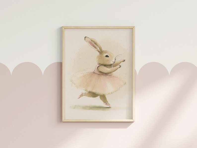 Ballet Dancer Bunny Rabbit Wall Decor Softness Illustration Cottagecore ...