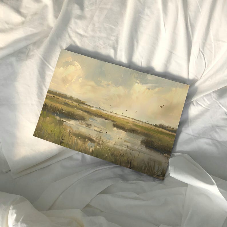 Swamp Painting, Marshland Landscape Painting, Wetlands Oil Painting ...