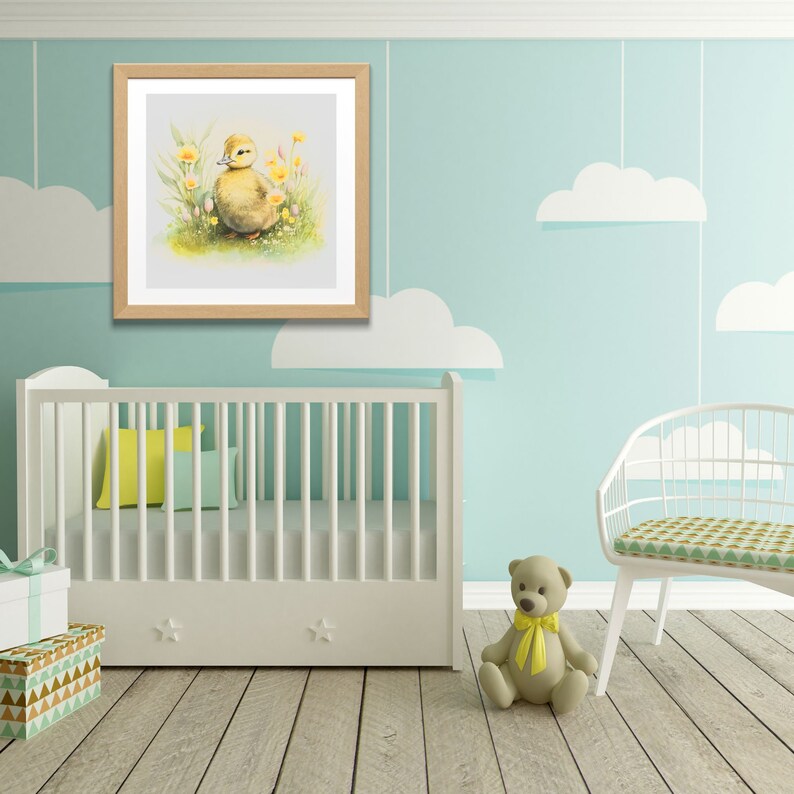 Cute Spring Duckling Wall Art, Softness Nursery Art Prints, Watercolor ...