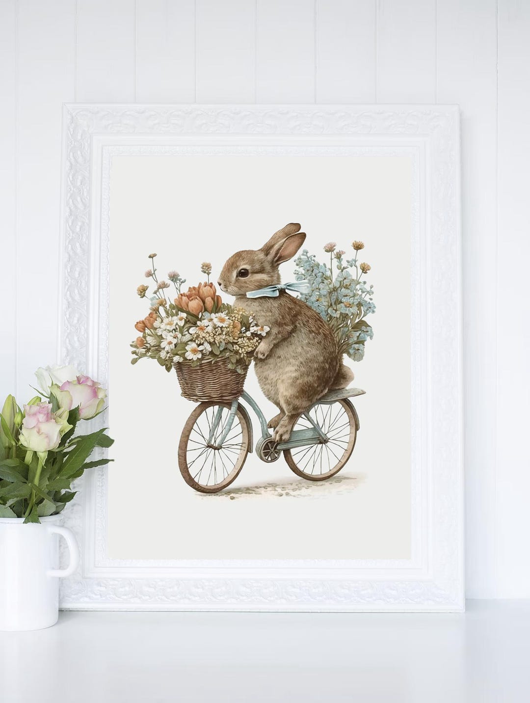 Bunny Rabbit on a Bike Printable Softness Art Print, Cottagecore ...