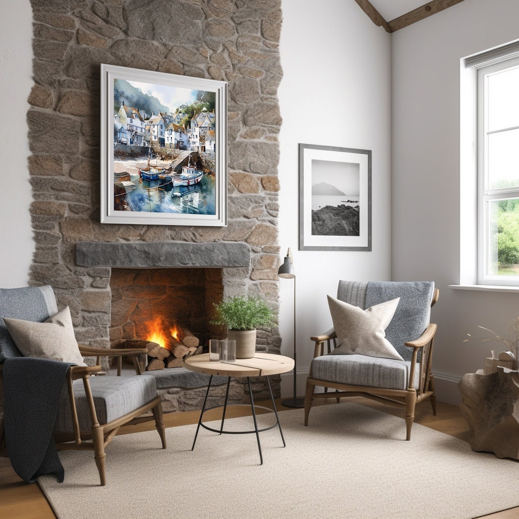 Cornwall Watercolor Illustration Print Polperro Harbour - Etsy