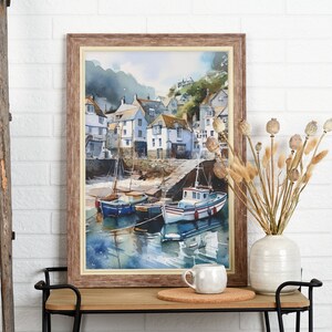 Cornwall Watercolor Illustration Print Polperro Harbour - Etsy