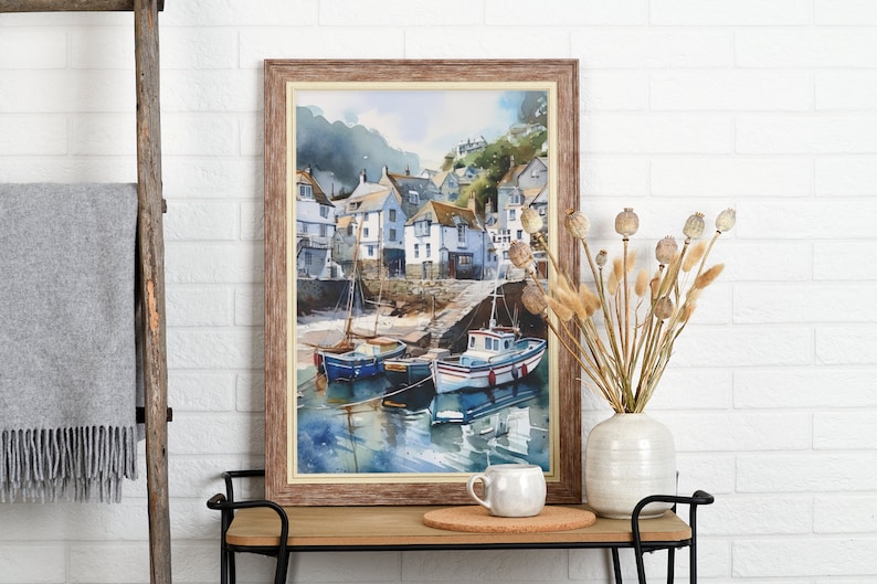 Cornwall Watercolor Illustration Print Polperro Harbour - Etsy