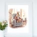 Bunny Rabbit in A Cozy Reading Nook Wall Art Softness Nursery - Etsy