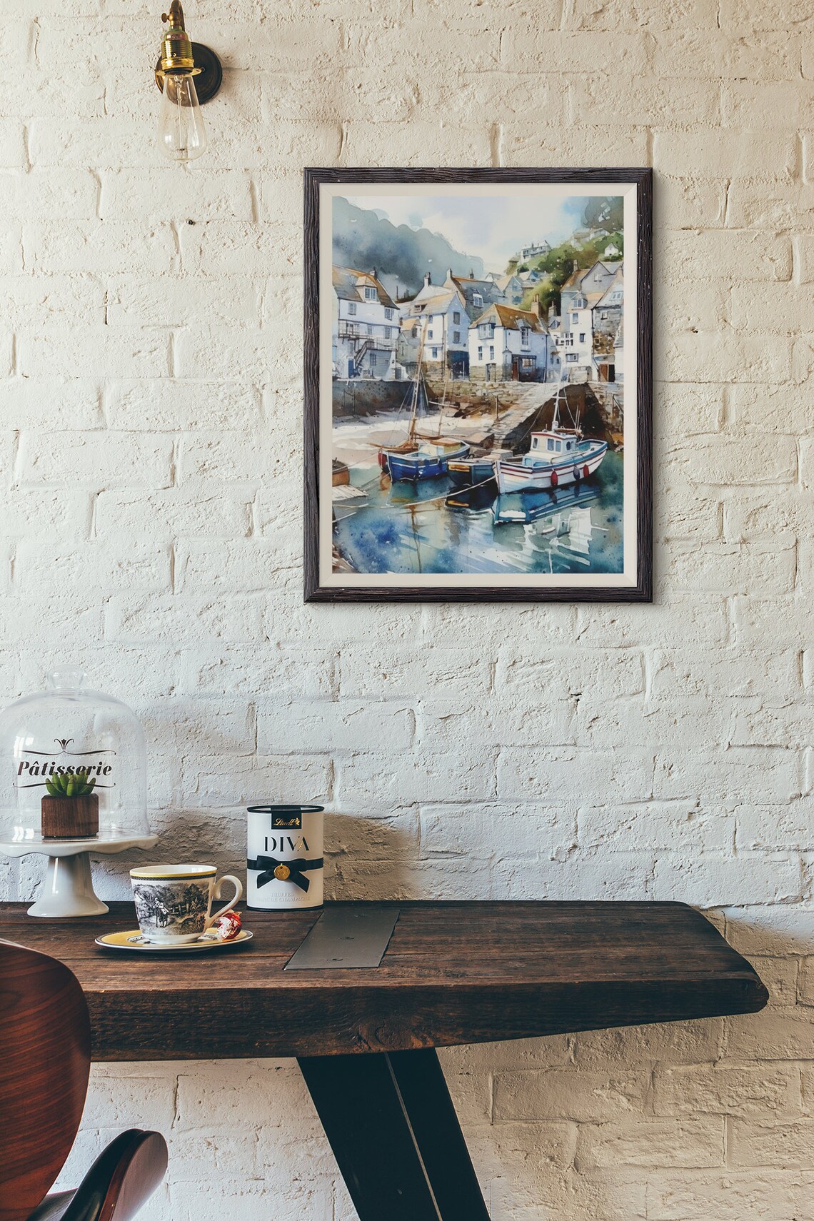 Cornwall Watercolor Illustration Print Polperro Harbour - Etsy