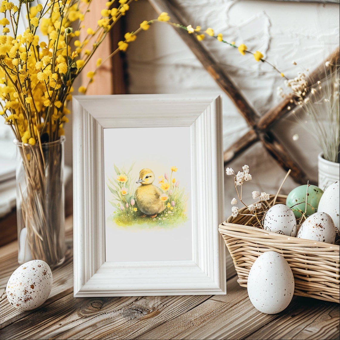 Cute Spring Duckling Wall Art, Softness Nursery Art Prints, Watercolor ...