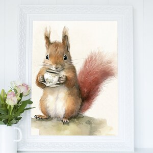 Red Squirrel Art Print, Squirrel Wall Art, Woodland Nursery, Cute Squirrel Cottagecore Art - Etsy