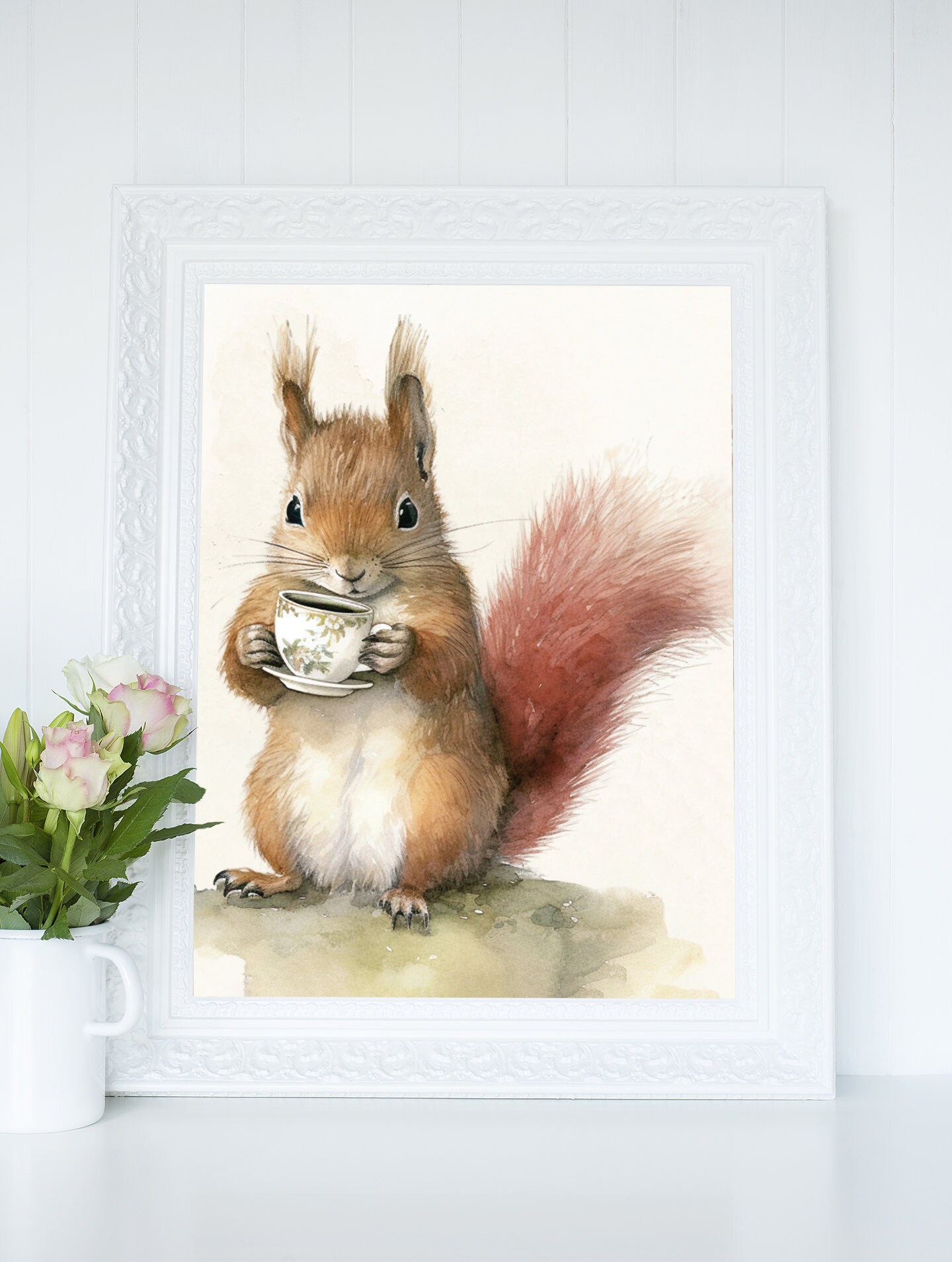 Red Squirrel Art Print, Squirrel Wall Art, Woodland Nursery, Cute Squirrel Cottagecore Art - Etsy