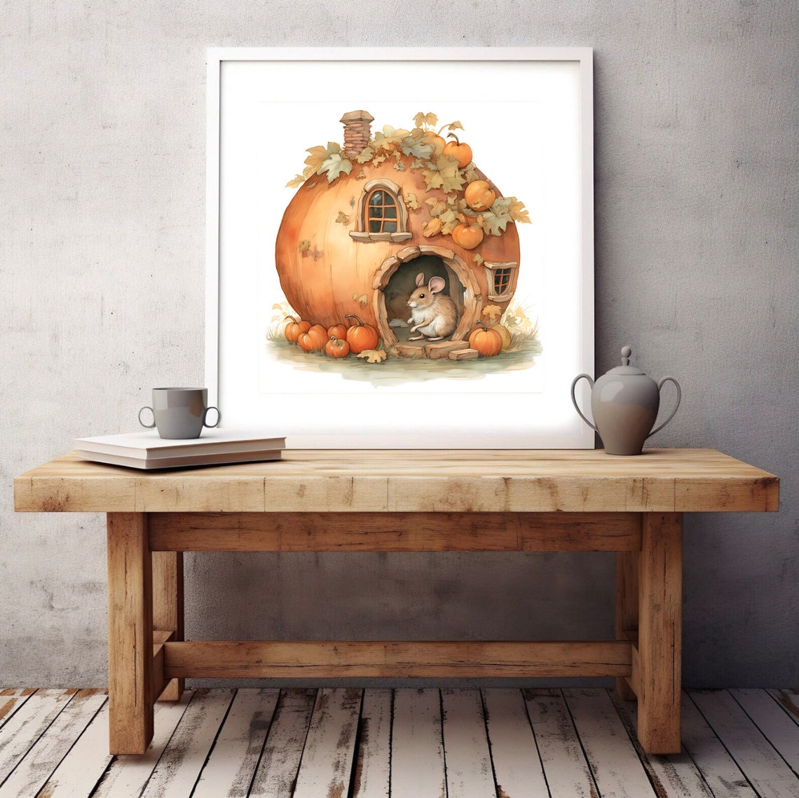 Mouse Pumpkin House Wall Art Whimsical Digital Prints Spooky - Etsy