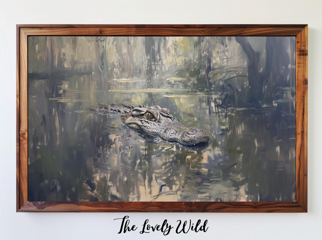 Alligator Painting Wall Art, Swamp Wildlife Printable, Nature Digital ...