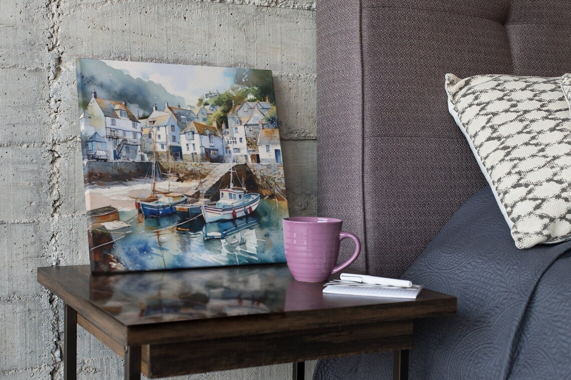 Cornwall Watercolor Illustration Print Polperro Harbour - Etsy