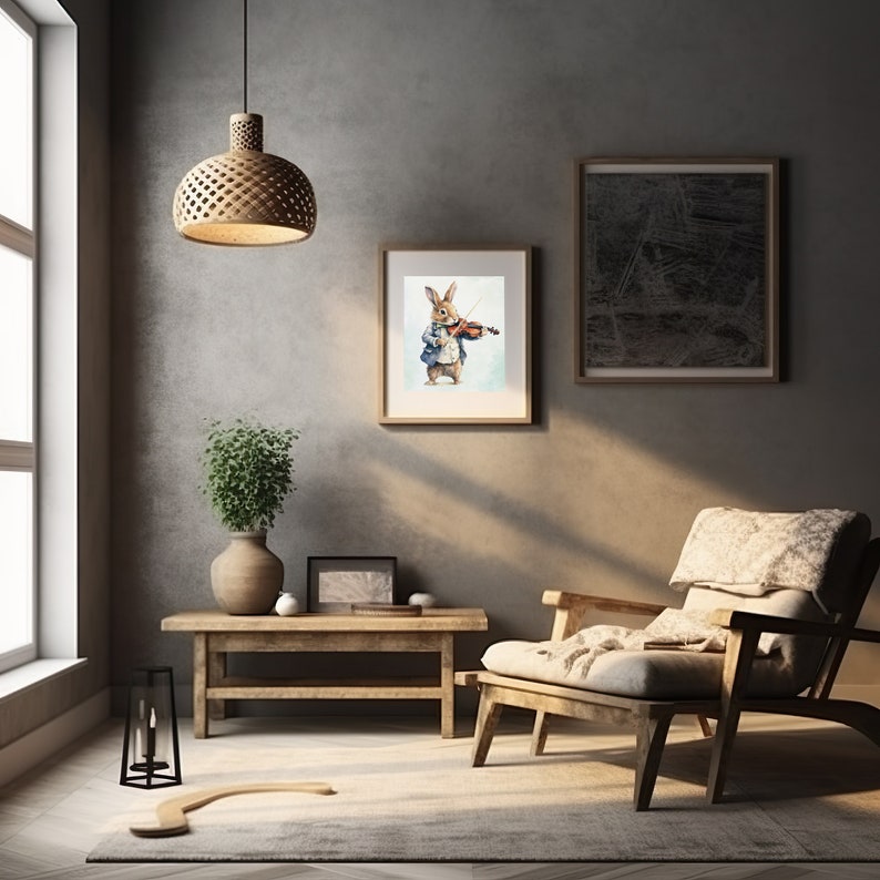 Bunny Rabbit Playing the Violin, Softness Art Print, Cottagecore ...