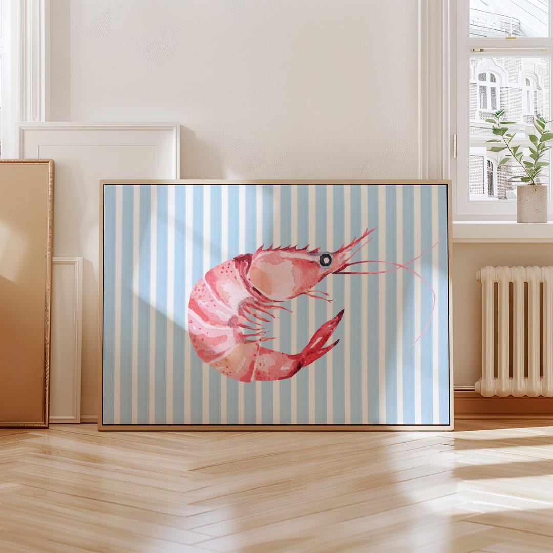 Shrimp Wall Art Shrimp Painting Fish Art Print Fish Illustration ...