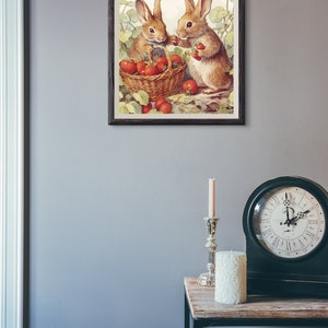Bunny Rabbits Picking Strawberries Wall Art, Softness Nursery Art ...