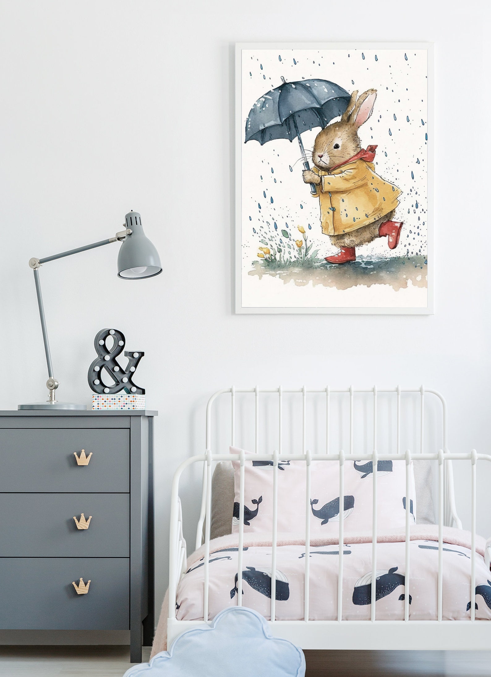 Rainy Day Bunny Rabbit Printable, Softness Art Print, Cottagecore ...