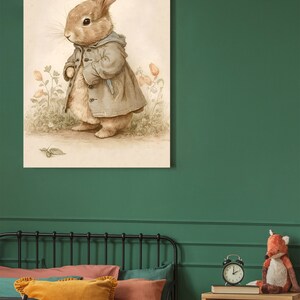 Sweet Bunny Rabbit Wearing a Coat Wall Art, Softness Nursery Art Print ...