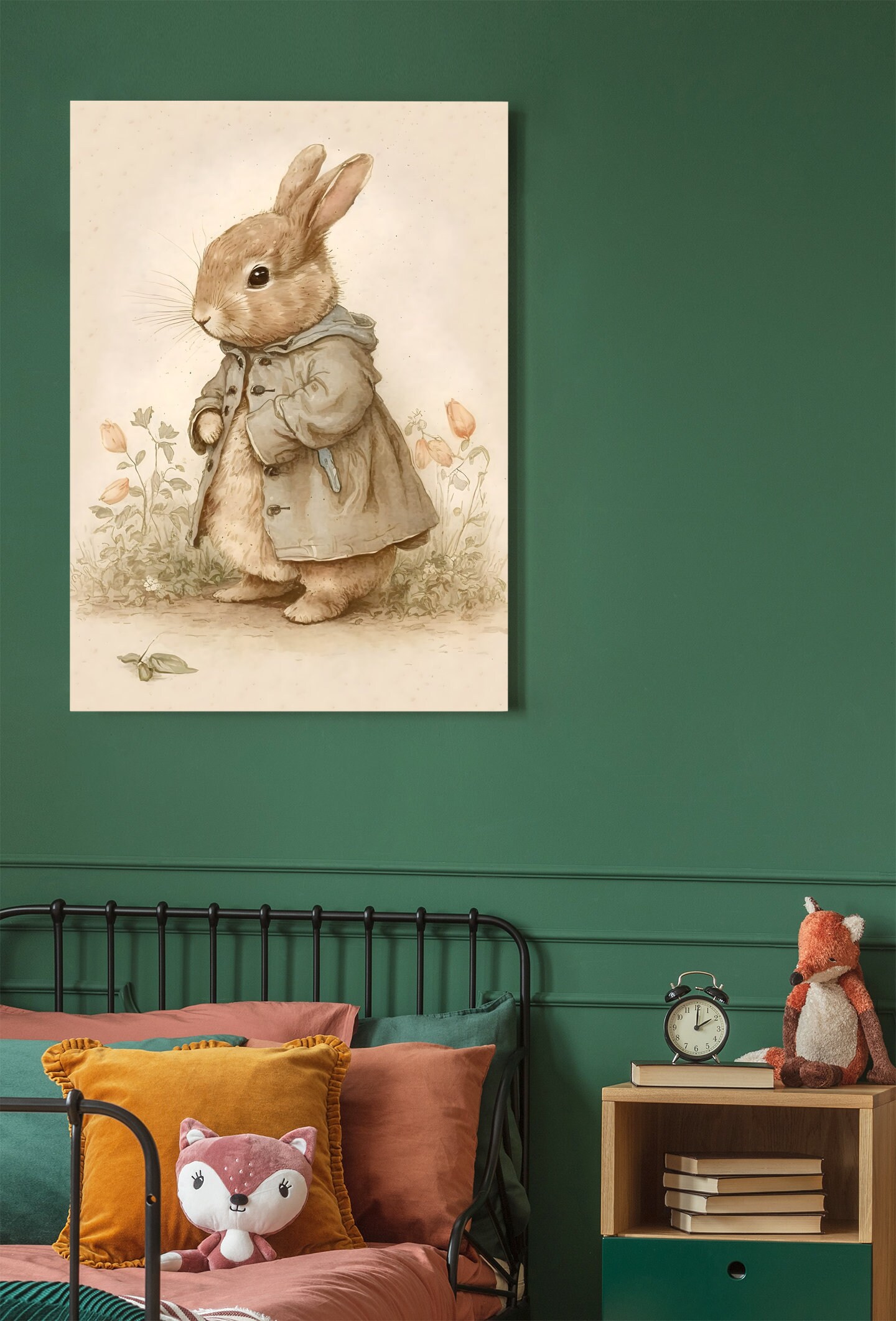 Sweet Bunny Rabbit Wearing a Coat Wall Art, Softness Nursery Art Print ...