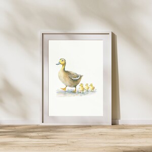 Adorable Mother and Baby Ducks Digital Wall Art Softness Watercolor Art ...