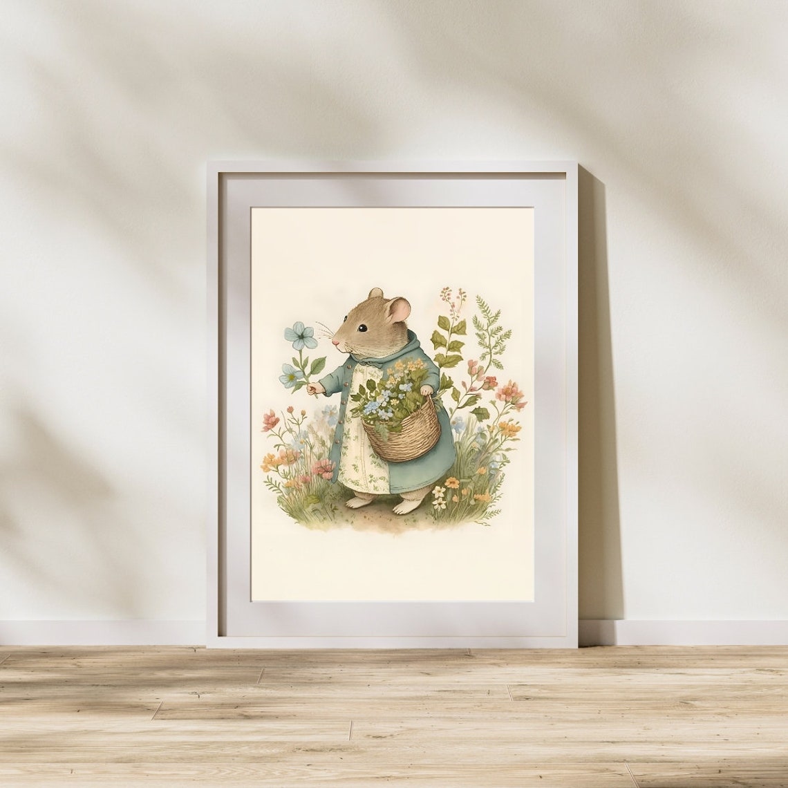 Field Mouse Picking Flowers Printable Softness Art Print - Etsy