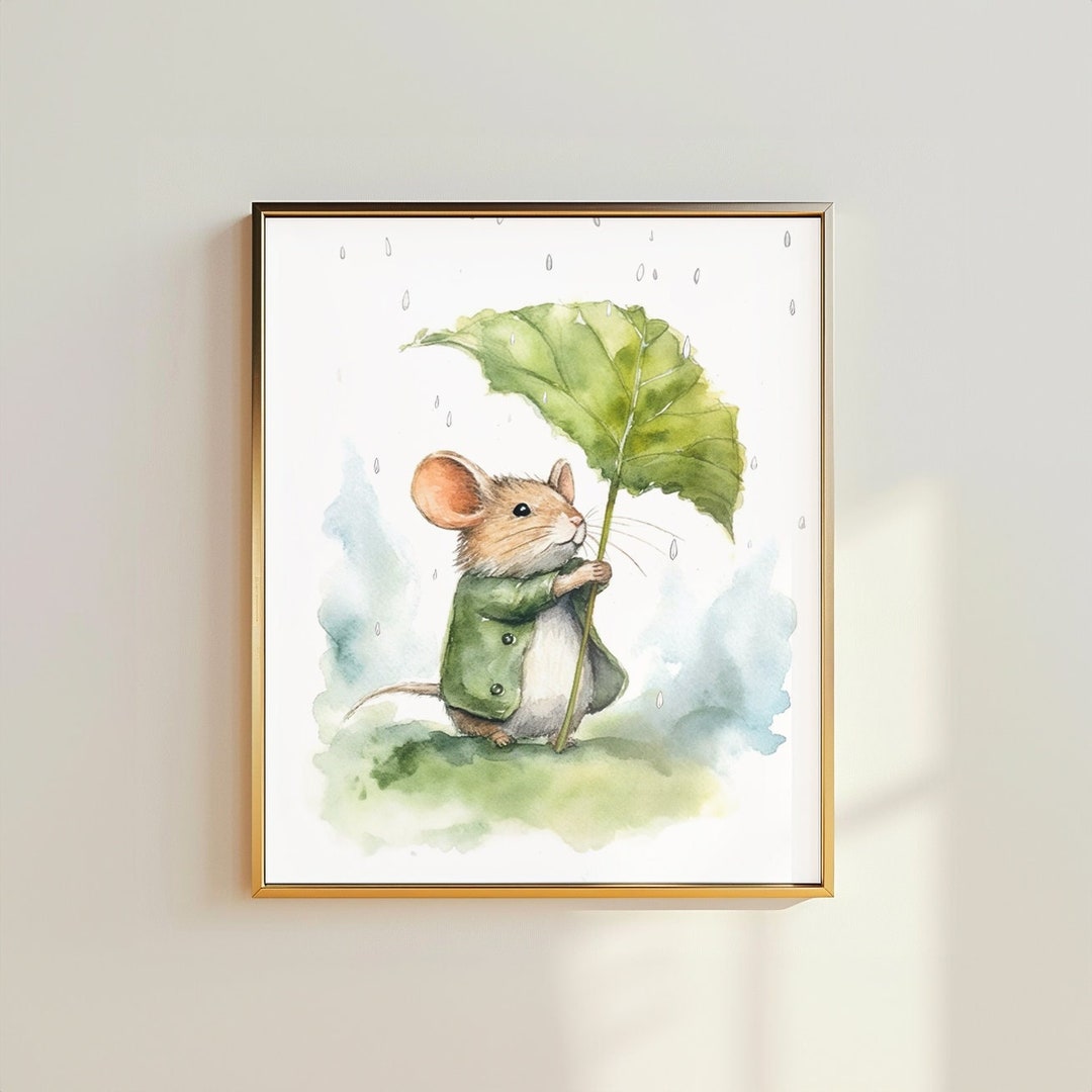 Rainy Day Field Mouse Printable, Softness Art Print, Cottagecore ...