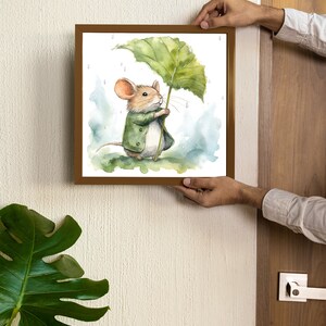 Rainy Day Field Mouse Printable, Softness Art Print, Cottagecore ...