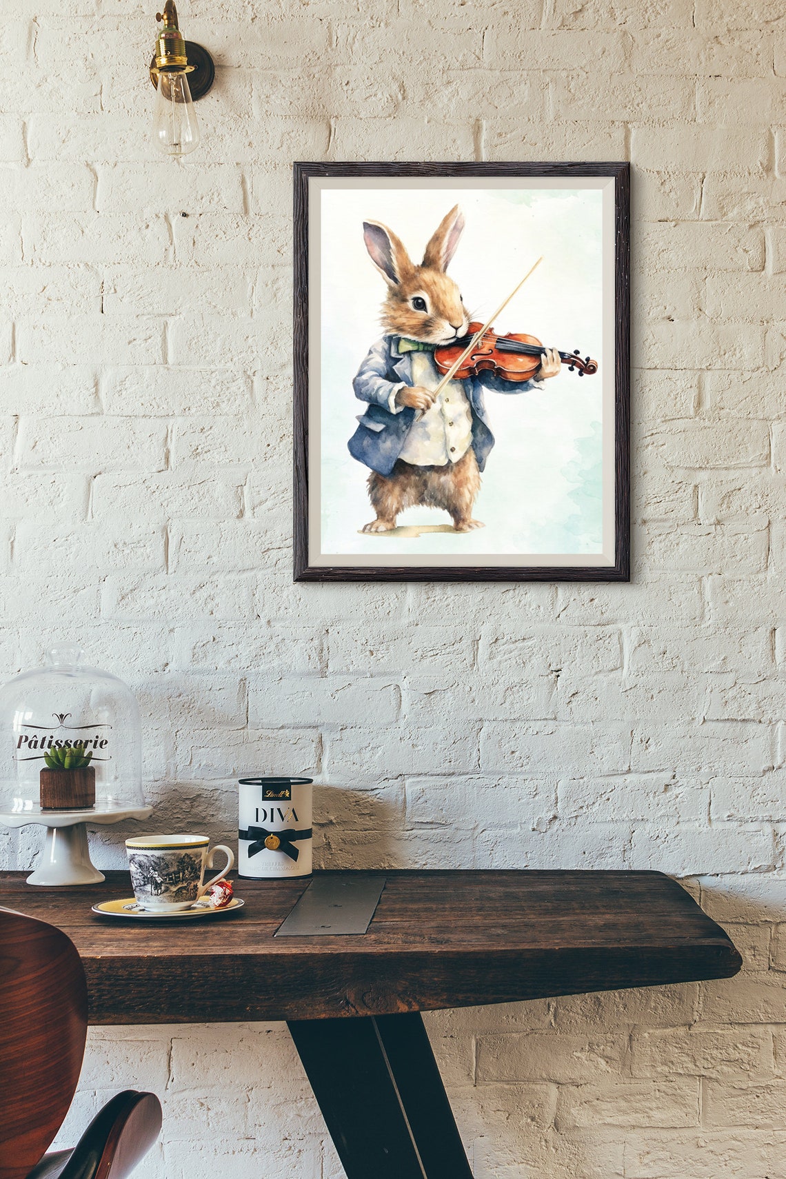 Bunny Rabbit Playing the Violin, Softness Art Print, Cottagecore ...