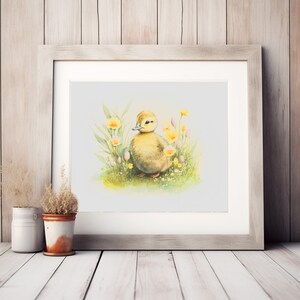 Cute Spring Duckling Wall Art, Softness Nursery Art Prints, Watercolor ...