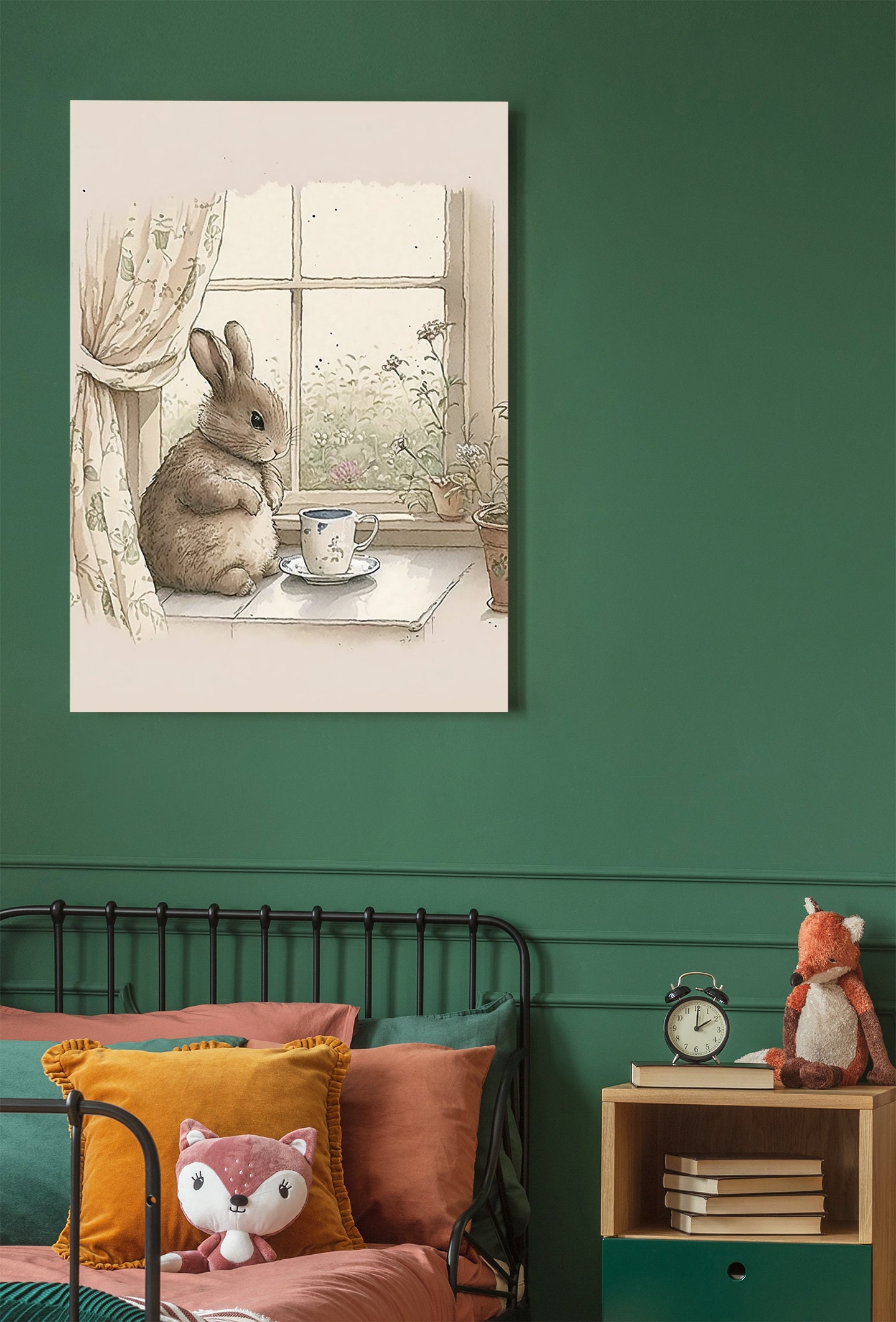 Bunny Rabbit at Tea Time Printable, Cottagecore Decor Wall Art ...