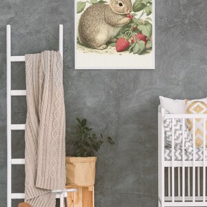 Bunny Eating Raspberries Art Print, Softness Wall Printable ...
