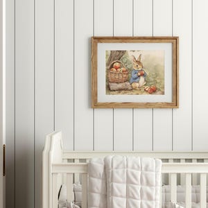 Bunny Rabbit Picking Apples Art Print, Softness Wall Printable ...