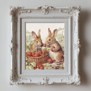 Bunny Rabbits Picking Strawberries Wall Art, Softness Nursery Art ...