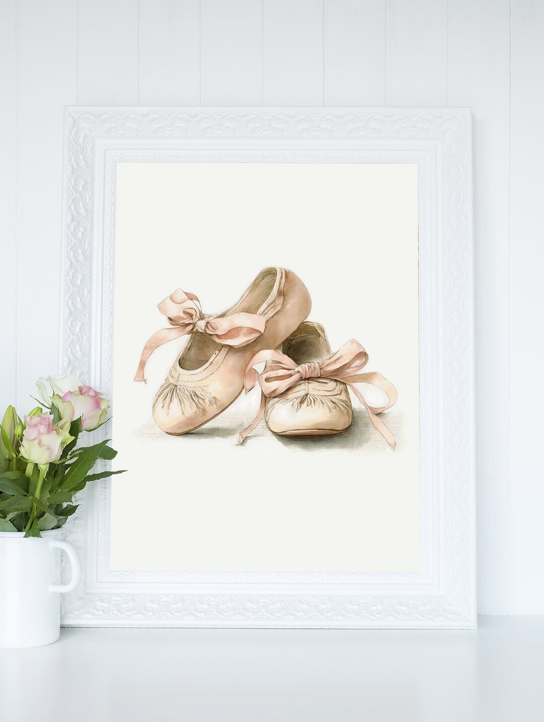 Pink Ballet Dance Shoes Wall Art, Ballerina Shoe Laces Art Prints ...