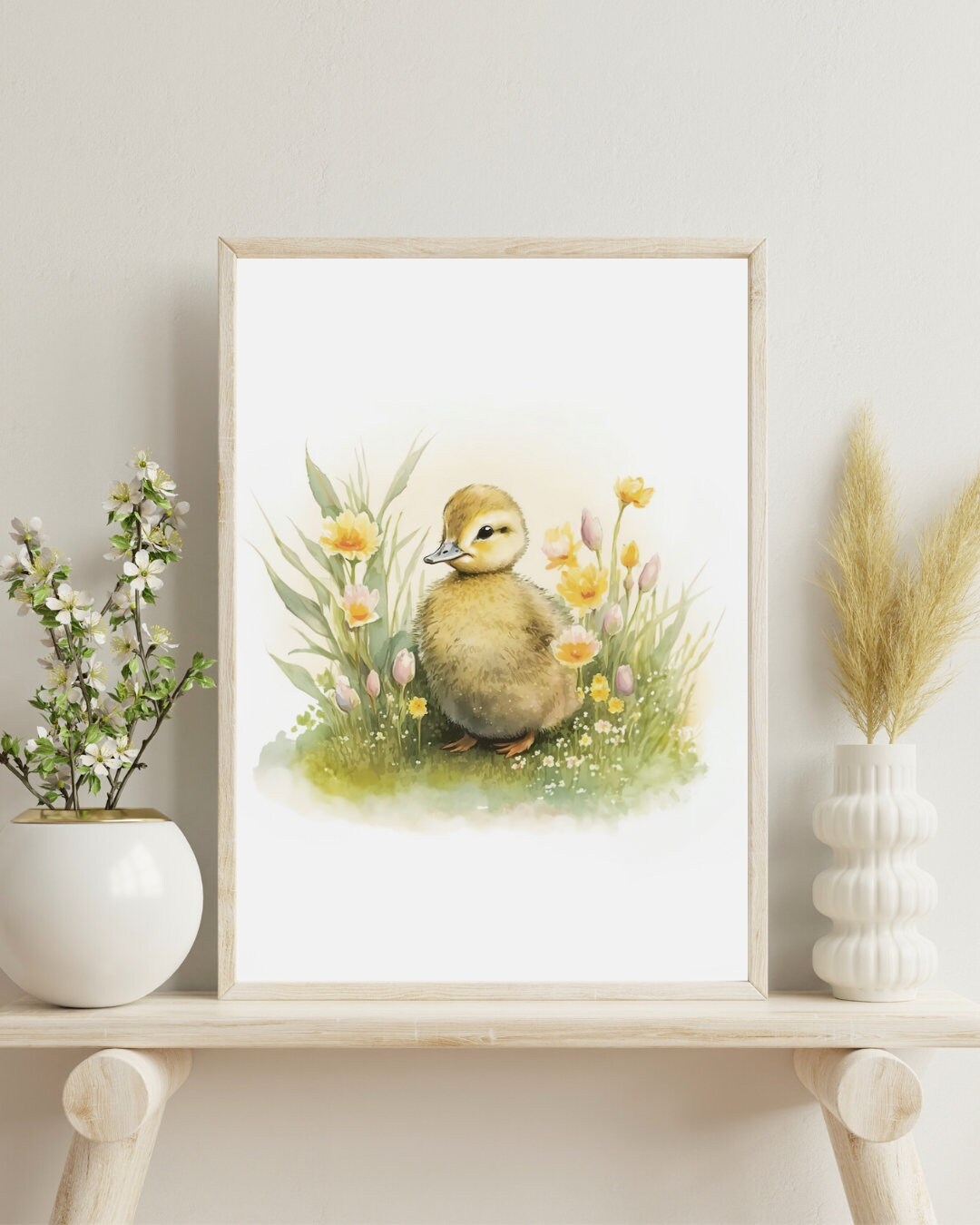 Cute Spring Duckling Wall Art, Softness Nursery Art Prints, Watercolor ...