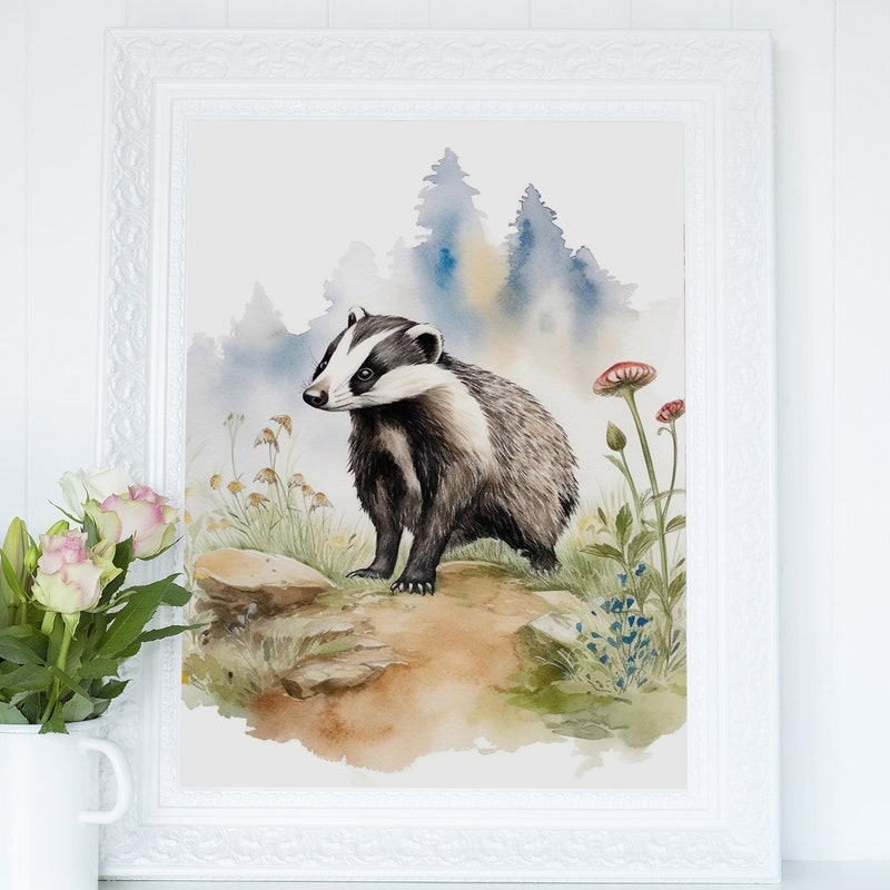 Badger Print - Etsy UK
