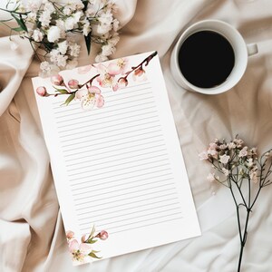 Pink Cherry Blossom Flower Printable Paper, Digital Download Floral ...