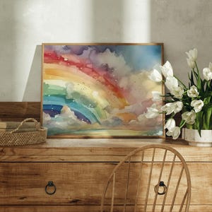 Rainbow Art Print Rainbow Artwork Rainbow Art Kids Room Watercolor ...