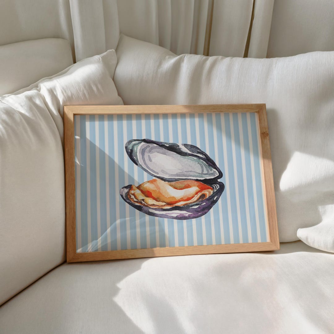 Mussels Wall Art Mussels Painting Fish Art Print Fish Illustration ...