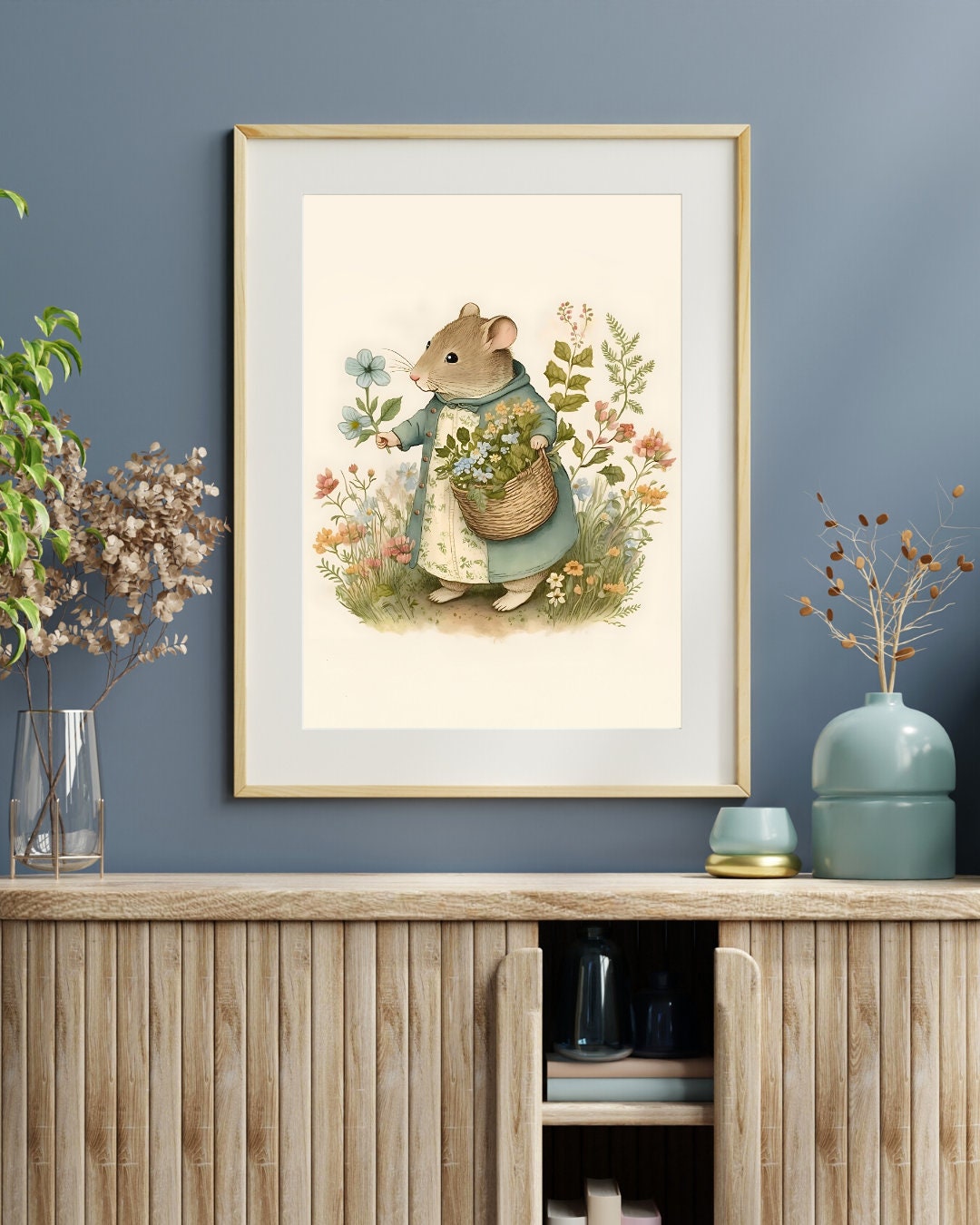 Field Mouse Picking Flowers Printable Softness Art Print Cottagecore ...