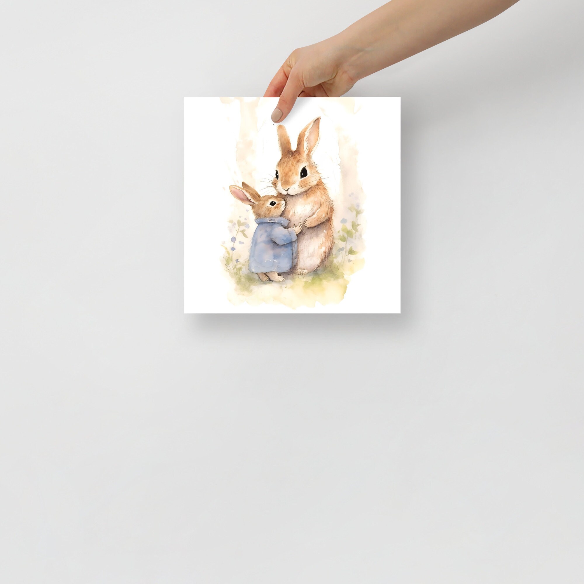 Mailed Print Cute Bunny Rabbit Hugging Mother Softness Cottagecore ...