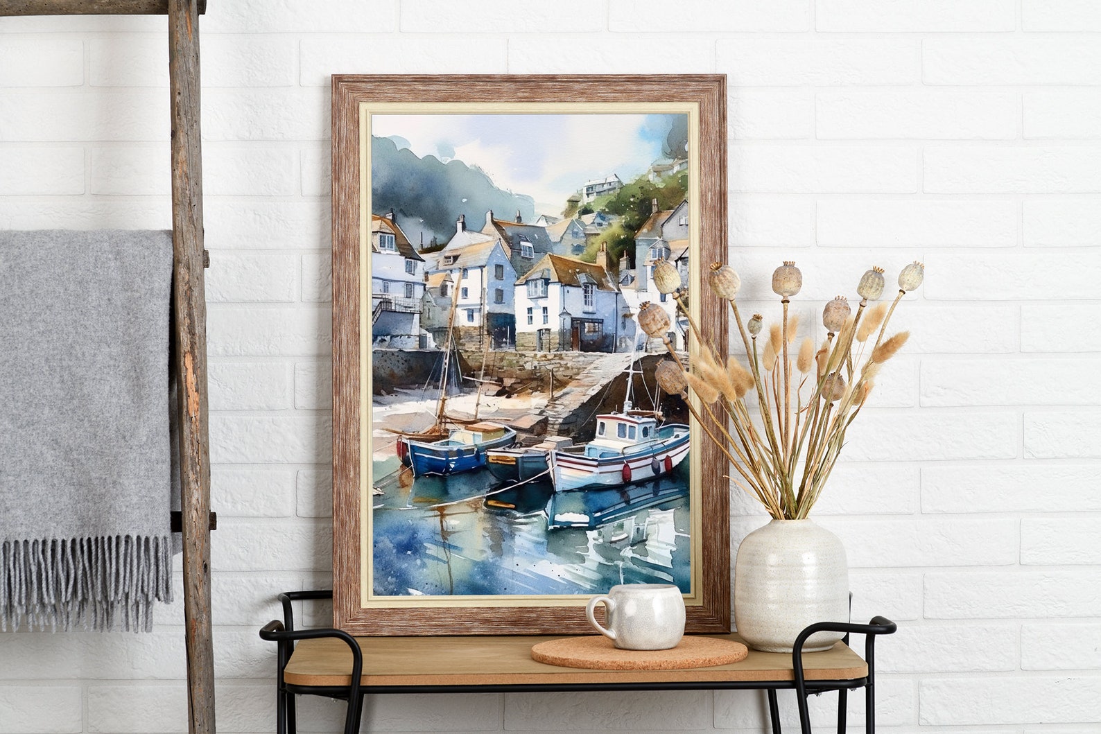 Cornwall Watercolor Illustration Print, Polperro Harbour Cornish ...