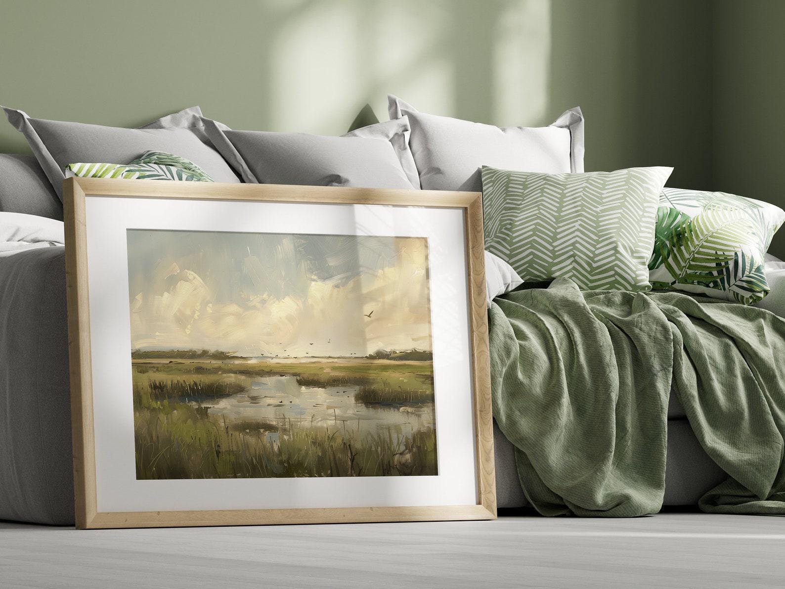 Swamp Painting, Marshland Landscape Painting, Wetlands Oil Painting ...