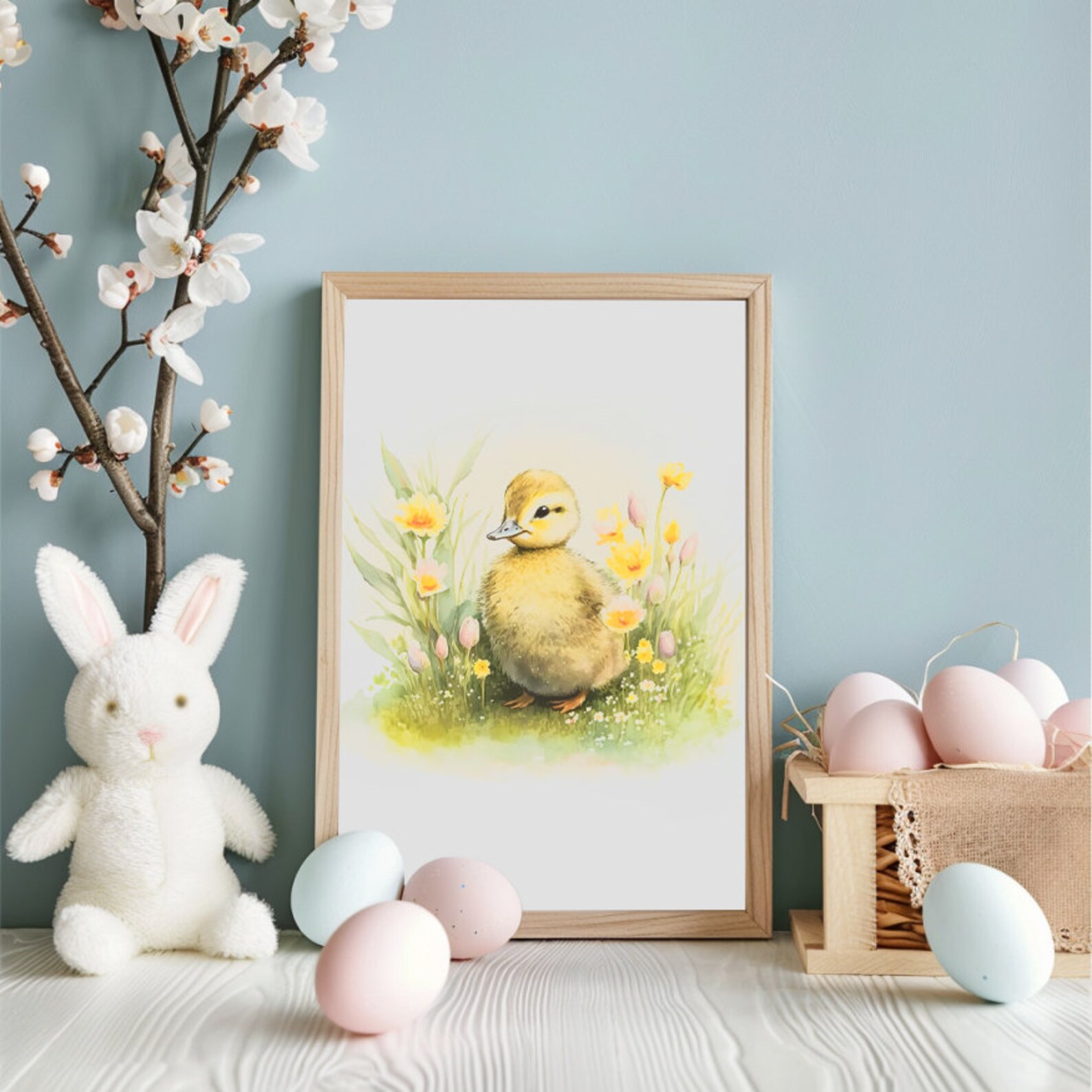 Cute Spring Duckling Wall Art, Softness Nursery Art Prints, Watercolor ...