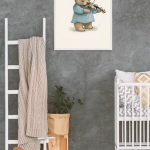 Teddy Bear Playing the Violin Wall Art, Softness Adorable Bear Art ...
