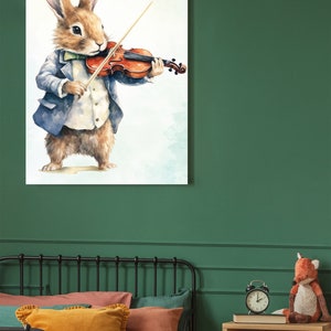 Bunny Rabbit Playing the Violin, Softness Art Print, Cottagecore ...