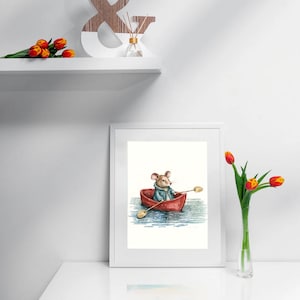 Mouse on a Rowing Boat Printable, Softness Art Print, Cottagecore ...