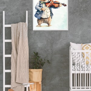 Bunny Rabbit Playing the Violin, Softness Art Print, Cottagecore ...