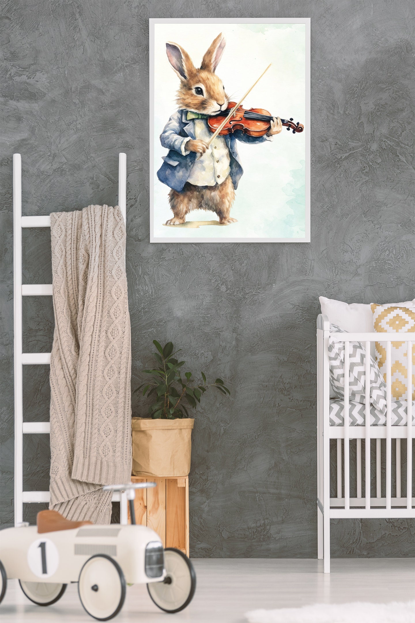 Bunny Rabbit Playing the Violin, Softness Art Print, Cottagecore ...