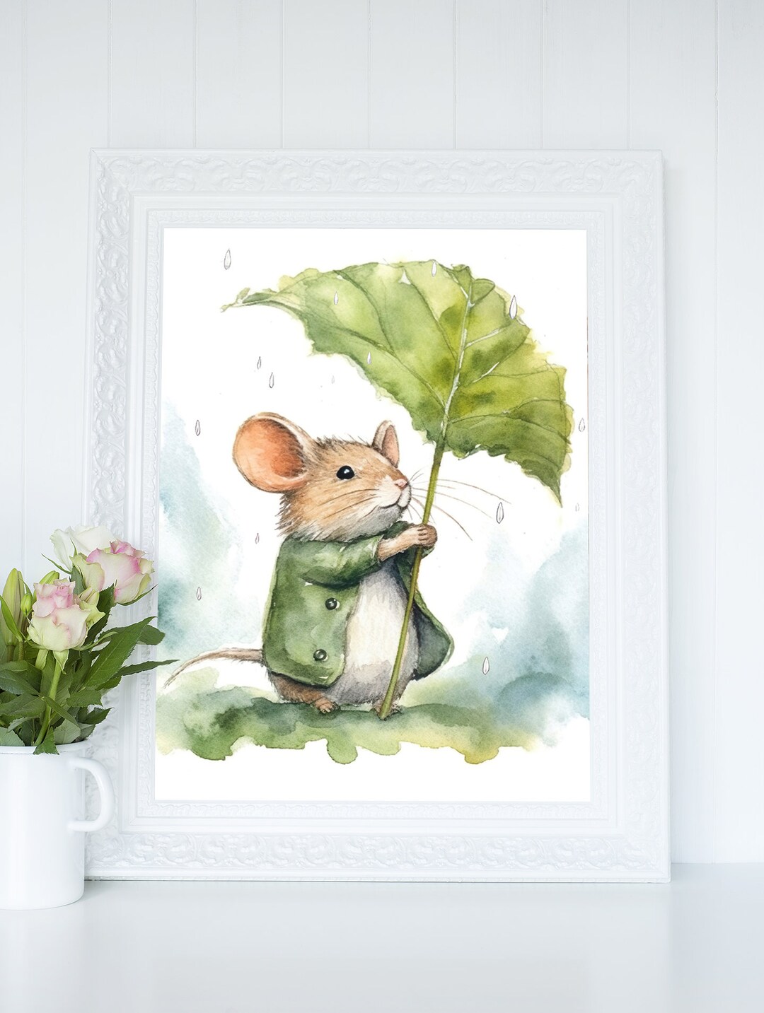 Rainy Day Field Mouse Printable, Softness Art Print, Cottagecore ...