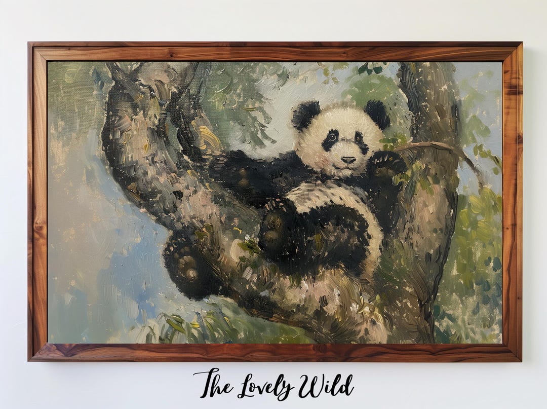 Cute Panda Painting Wall Art, Chinese Bear Wildlife Printable Nature ...