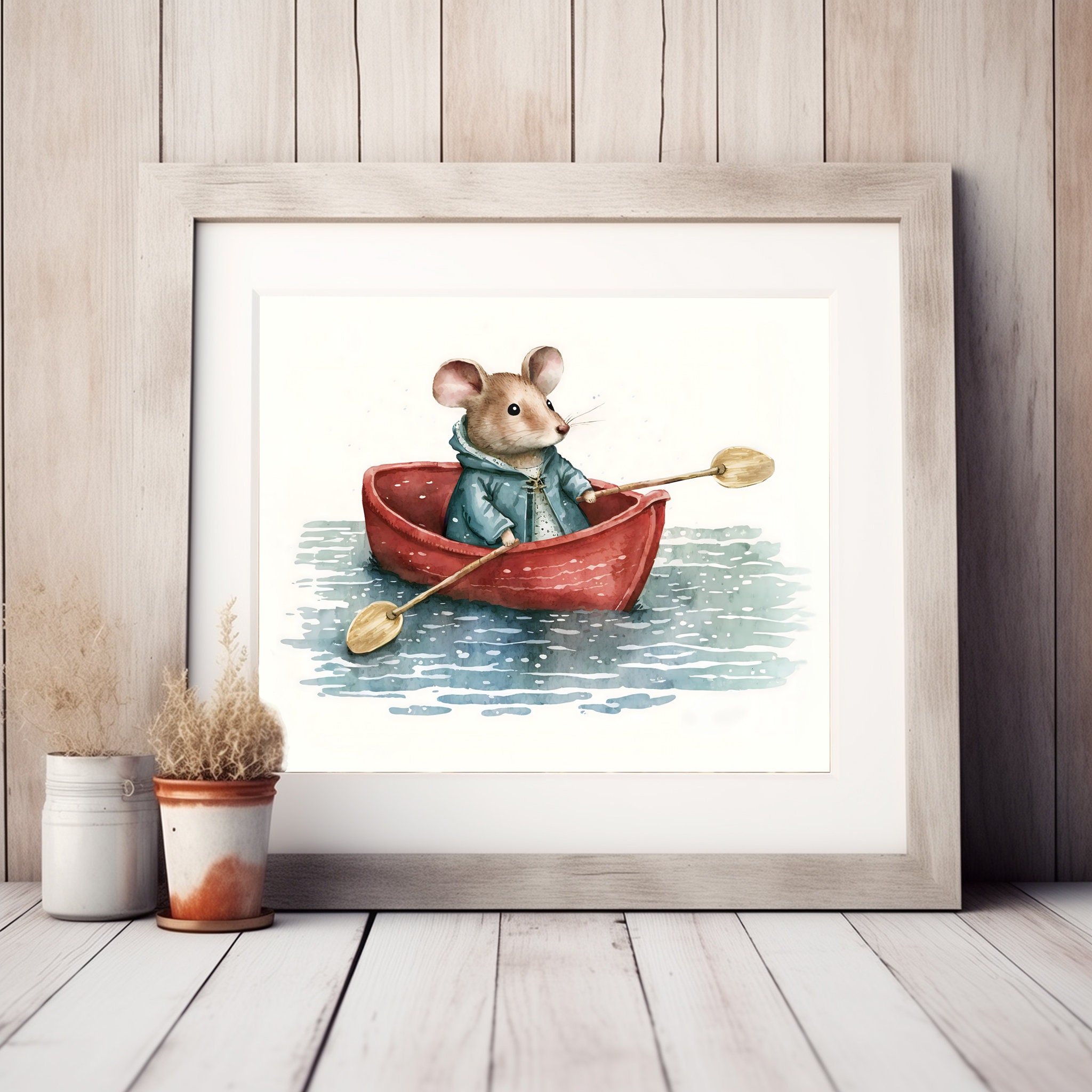 Mouse on a Rowing Boat Printable, Softness Art Print, Cottagecore ...
